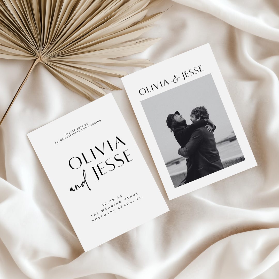 Wedding Invitation Template, Photo Wedding Invitation Canva, Editable ...