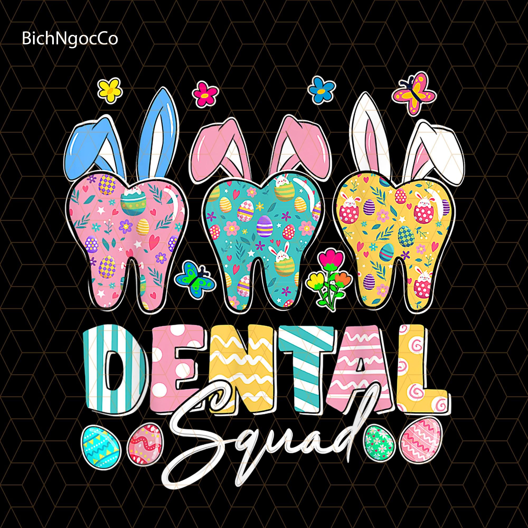 Bunny Ears Cute Tooth Dental Squad Dentist Easter Day Png, Easter Tooth ...