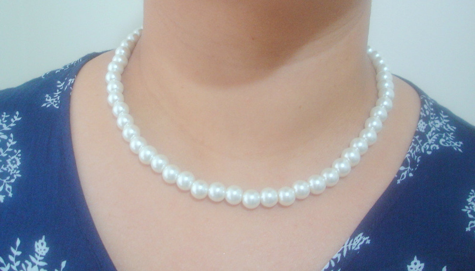 Simple Single Strand Pearl Necklace 16 Or 18 Bridal Bridesmaid Or T