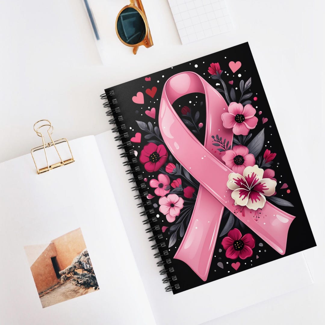 Breast Cancer Awareness Spiral Notebook, Pink Ribbon Journal, Breast ...