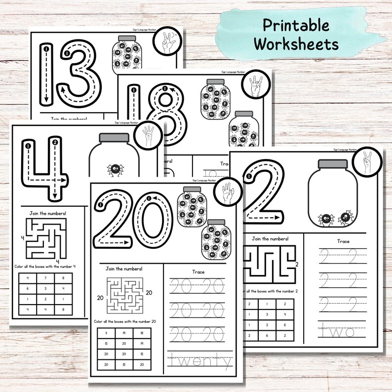 Pre-k Numbers 1-20 Worksheets, Number Tracing, Number Counting, Color ...
