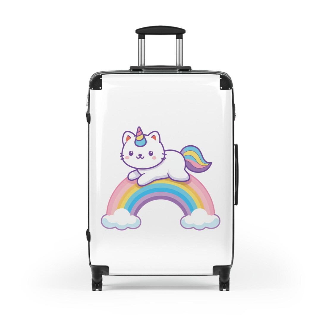 Cute Unikitty Cat Rainbow Kids Hard Cover Suitcase, 360-degree Swivel ...