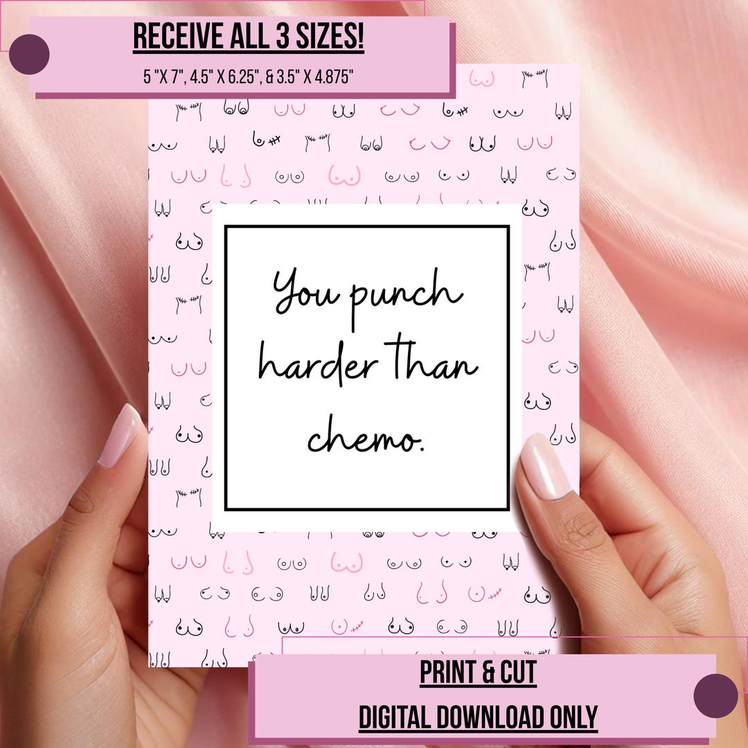 Funny Breast Cancer Card: You Punch Harder Than Chemo (digital Download ...