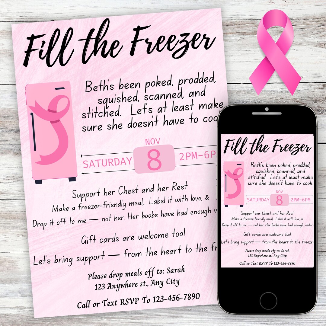 Breast Cancer Meal Train Invitation: Fill the Freezer Support (digital ...