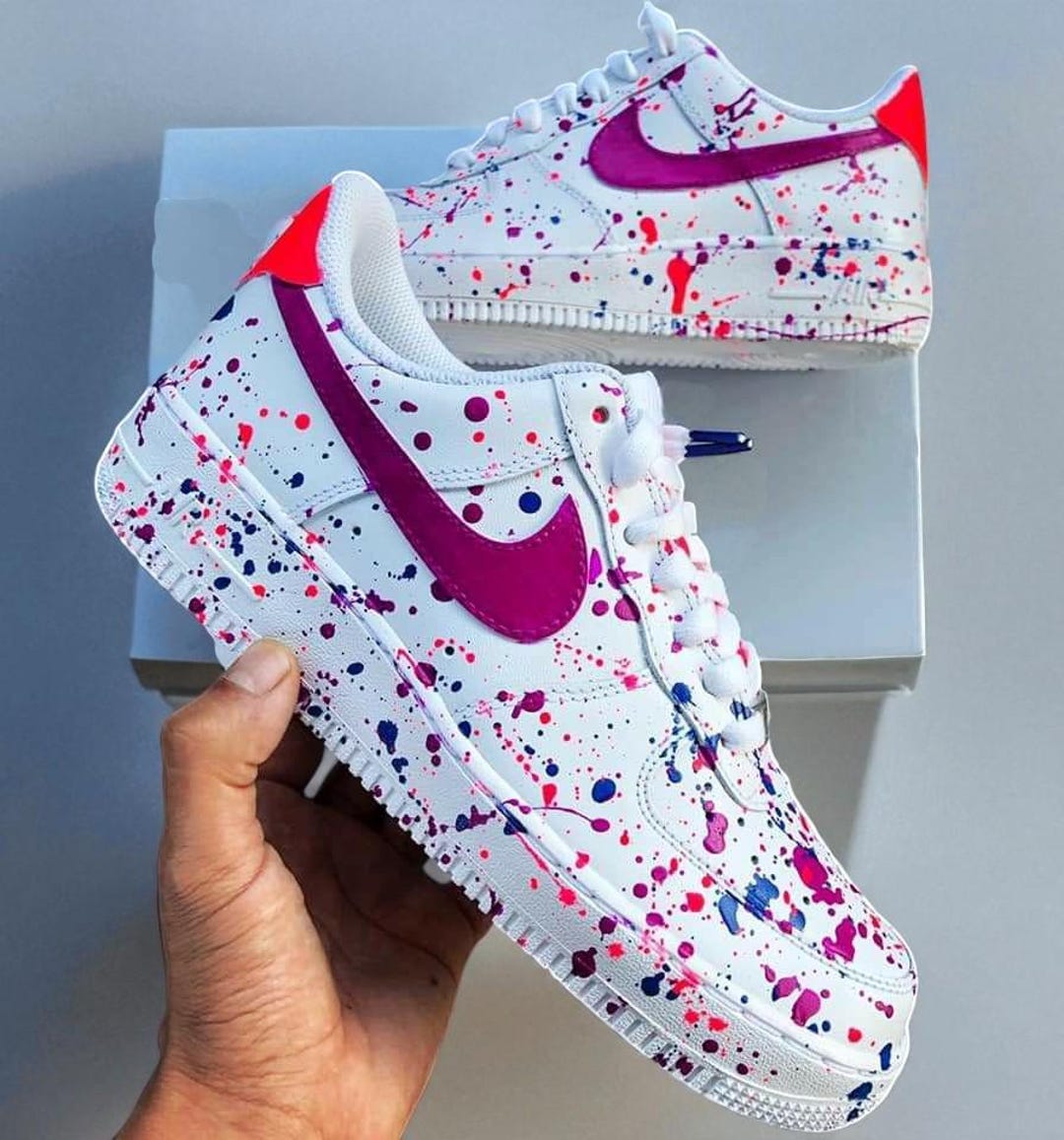 Custom Paint Splatter Air Force 1 – Hand Painted AF1 White Sneakers ...