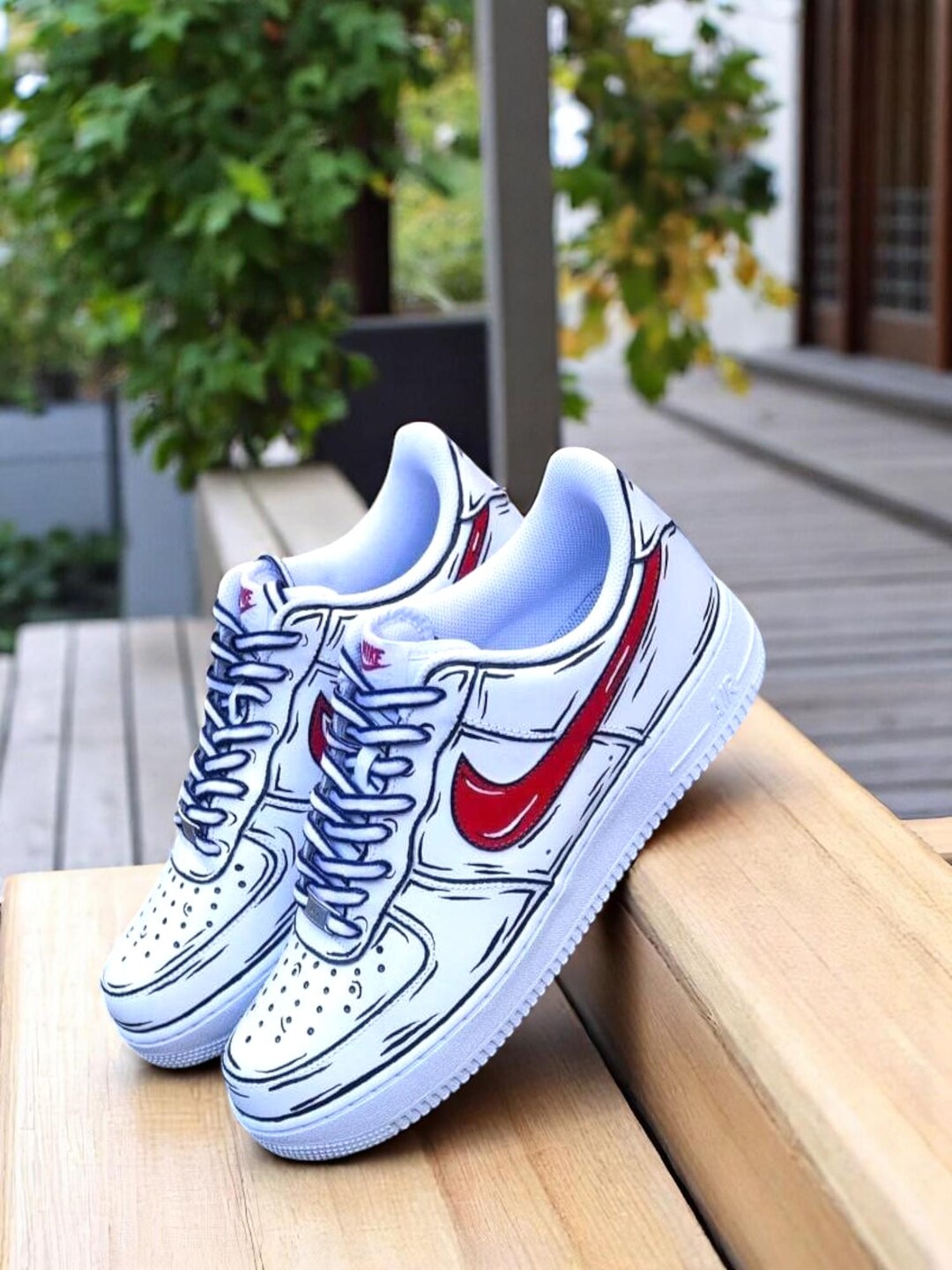 Custom Air Force 1 Cartoon Red Sneaker, Custom Hand Painted Cartoon Red ...