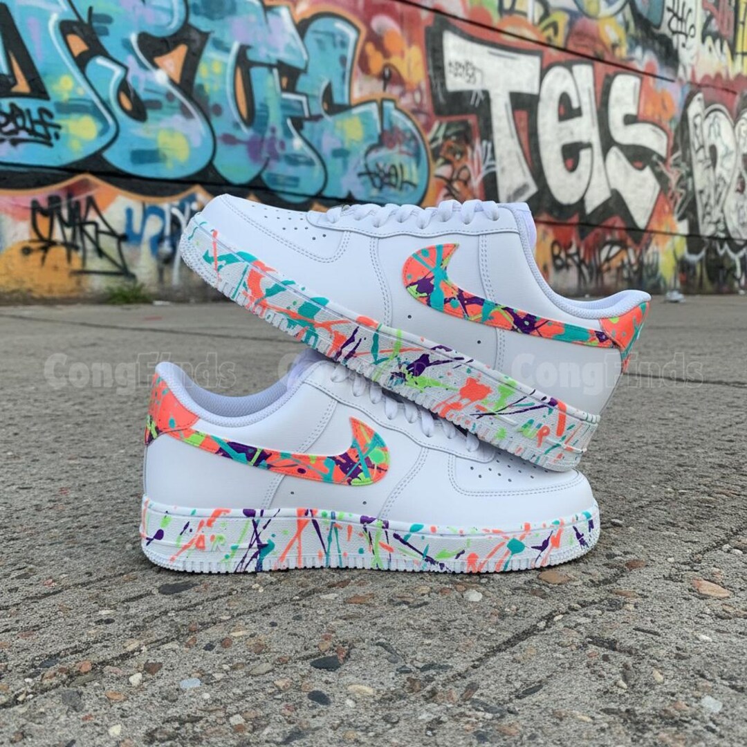 Custom Splatter Air Force 1 Sneakers: Hand-painted Graffiti AF1 Shoes ...