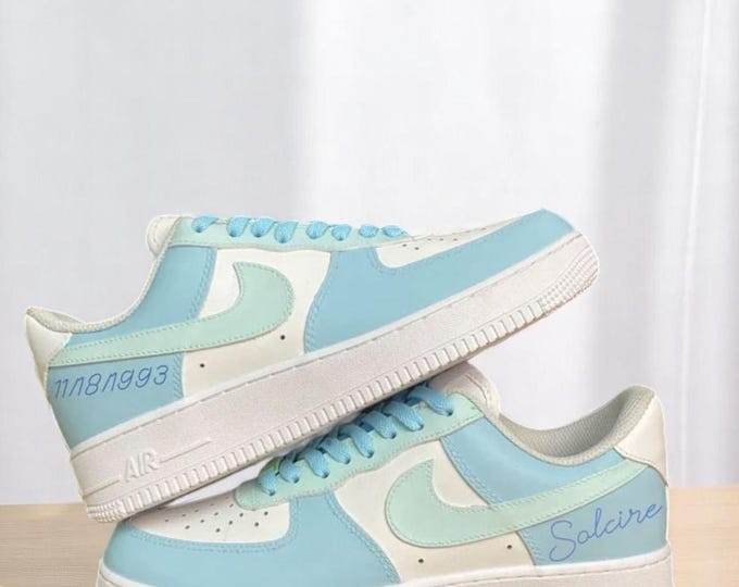 Custom Nike Air Force 1 Shoes Light Blue Drip - Etsy Canada