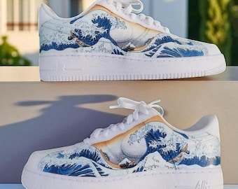 Custom Waves Air Force 1 Shoes, Custom Hand Painted Waves AF1, Waves ...