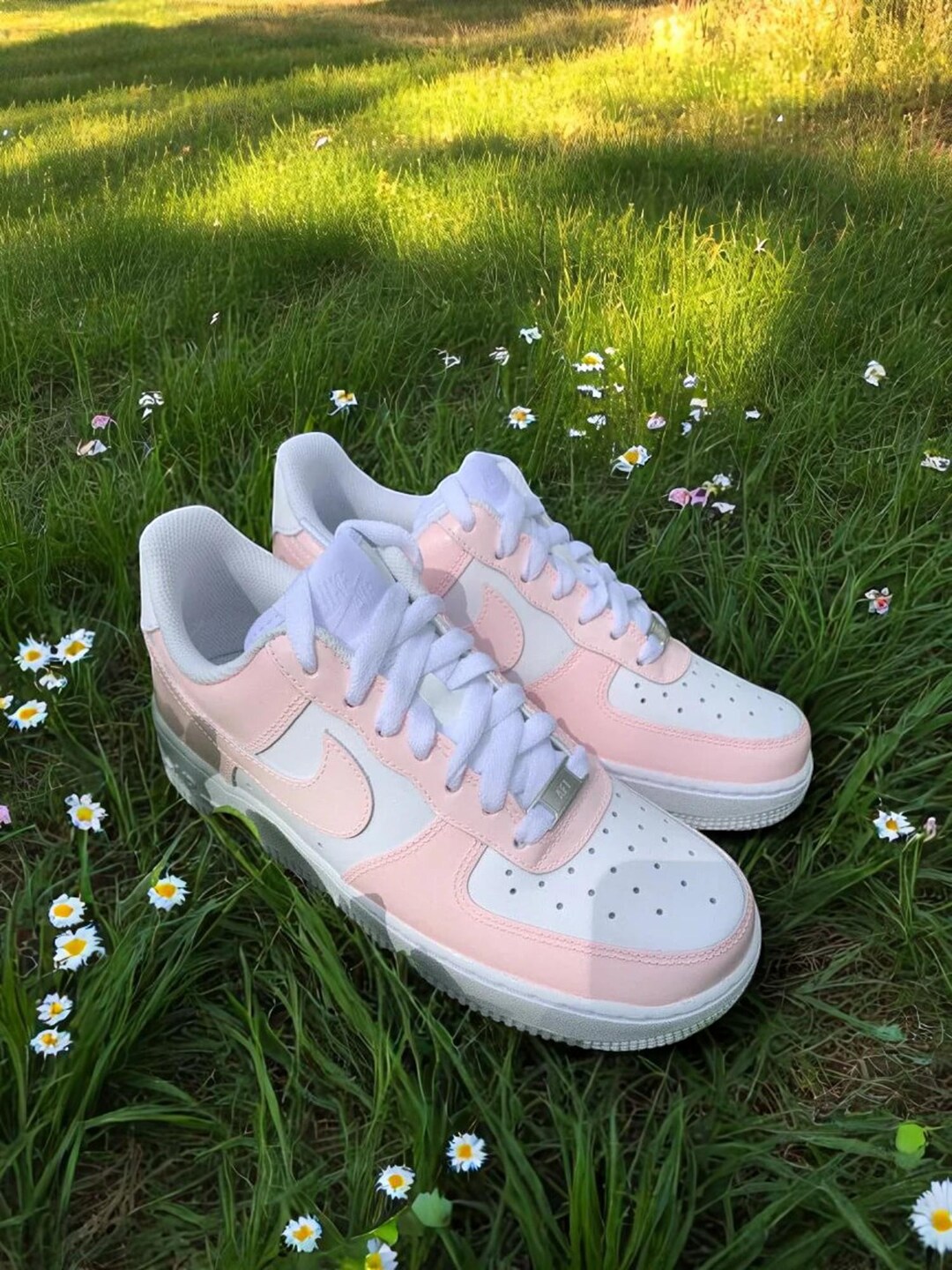 Custom Light Pink Air Force 1 Sneaker, Custom Hand Painted Light Pink ...