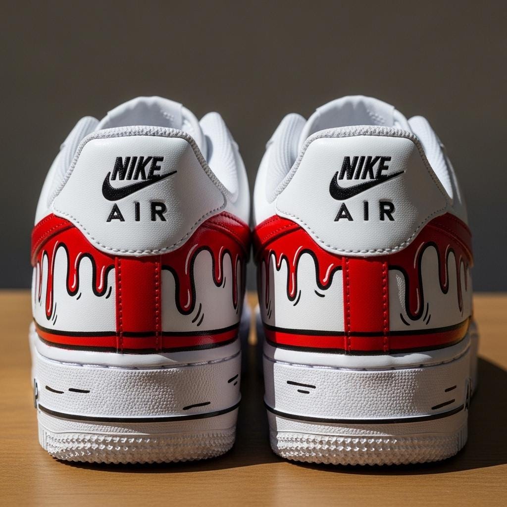 Hand-painted Red Drip Cartoon Air Force 1 Sneakers: Custom Comic Style ...