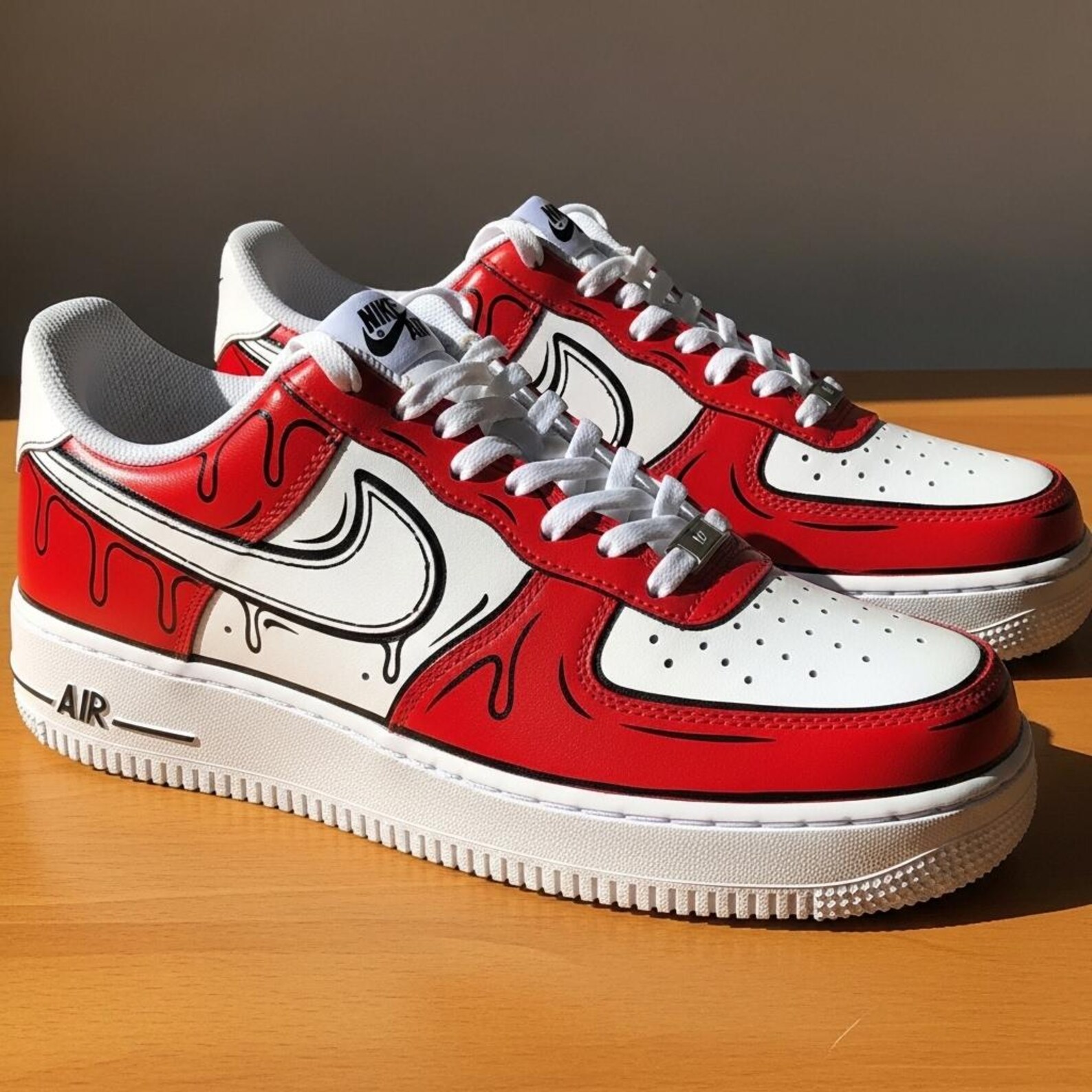 Hand-painted Red Drip Cartoon Air Force 1 Sneakers: Custom Comic Style ...