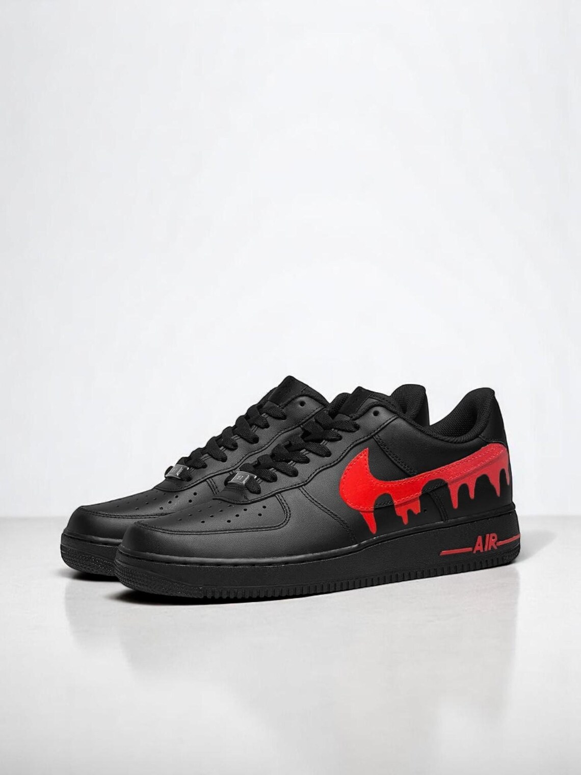Custom Black Red Drip Air Force 1 Sneaker, Custom Hand Painted Black ...