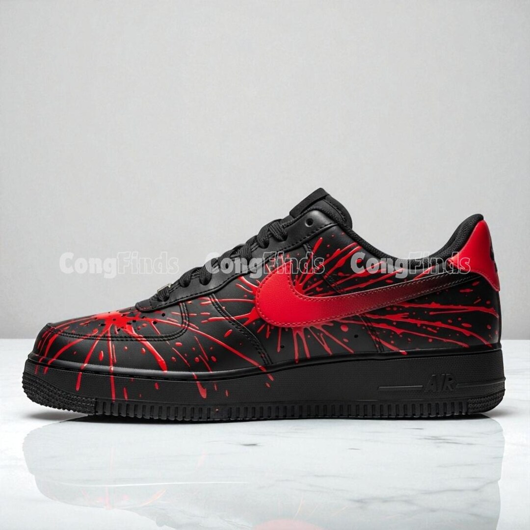 Hand Painted Bloody Splatter Air Force 1 Black Sneakers - Etsy
