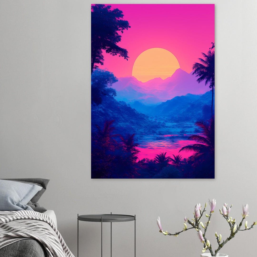 Premium Semy-glossy Poster - Miami Vice Sunset - Etsy