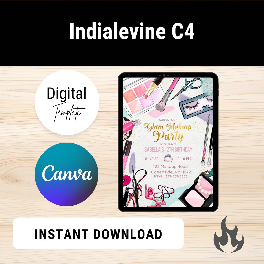 Glam Makeup Party Invitation, Beauty Birthday Invite, Editable Canva ...