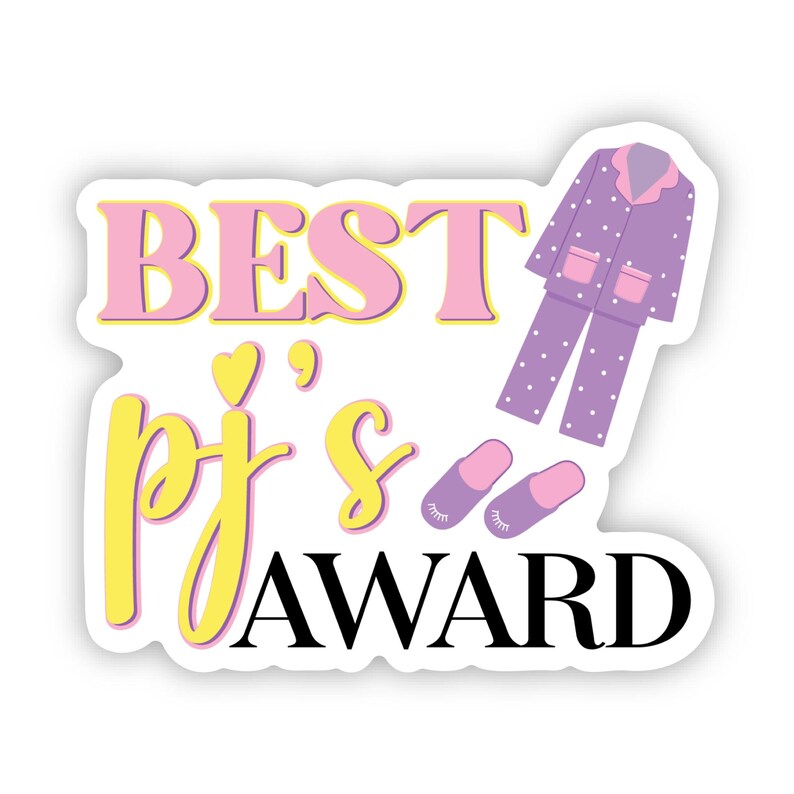 Pajama Party Sticker, Best Pjs Award Sticker, Cute Slumber Party Favor ...
