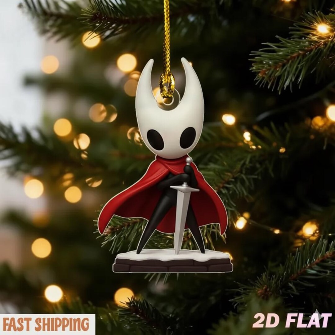Cute Warrior Christmas Ornament 2D Flat, Personalized Red Cloak Sword ...