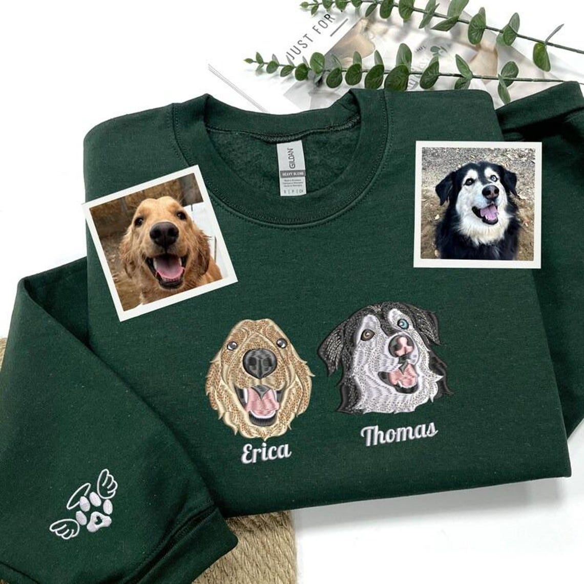 Custom Dog Portrait Embroidered Sweatshirt, Custom Pet Hoodie ...