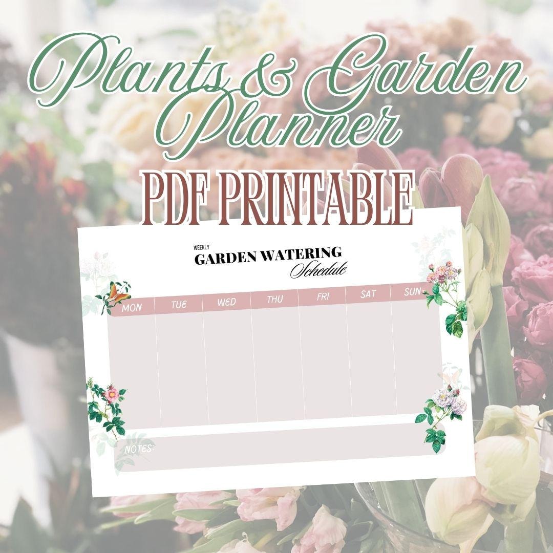 Weekly Plant Watering Schedule, Garden Planner, House Plant Care Log ...