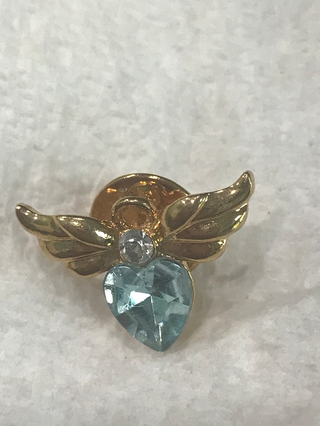 Vintage Avon Tie Tac Pinback Angel Pin - Blue Aquamarine Color Stone ...