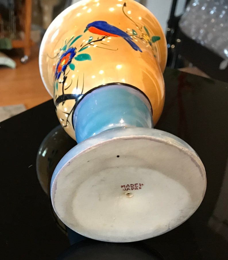 Vintage Japanese Lusterware Ceramic Gold / Blue Goblet - Etsy