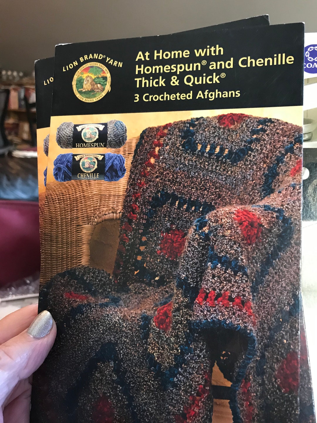 New Lion Brand Yarn Pattern Book to Crochet 3 Afghans With Homespun ...