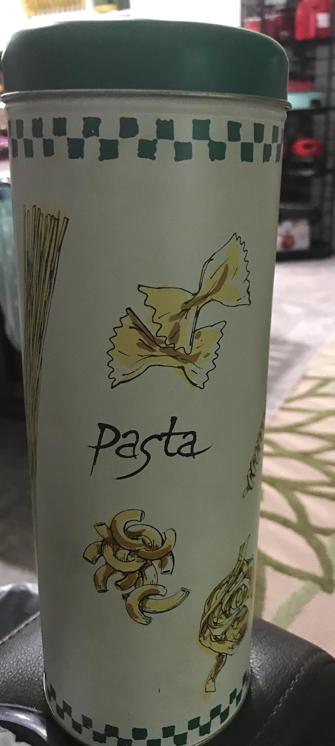 Vintage Pasta Tin /aluminum/metal Canister - Hand Painted Tall Tin Tube ...