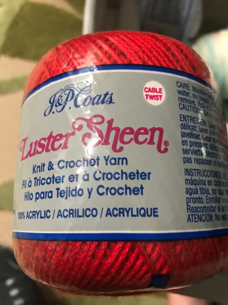 NWT J & P Coats Luster Sheen Ball or Cone -knit and Crochet Yarn ...