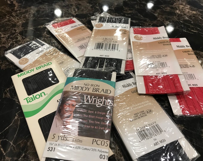 NIP Free Shipping Coats & Clark / Wright’s/ Talon Middy Braid Trim 3/16 ...