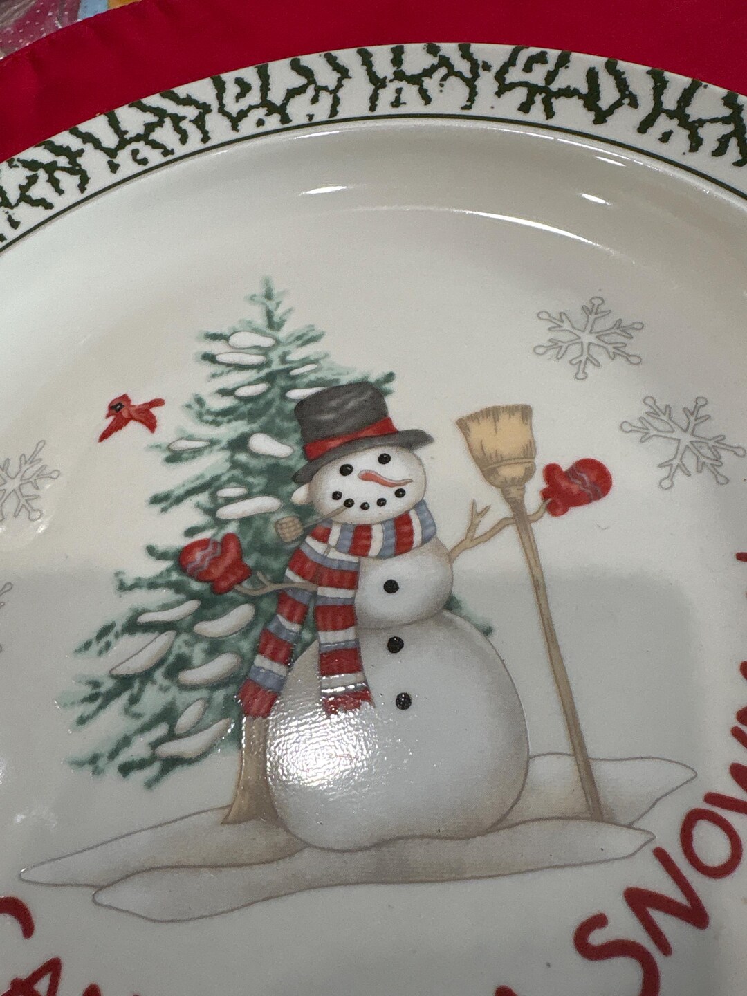 Vintage Snowman Plate -stoneware - 10 Inch Round - Christmas - Etsy