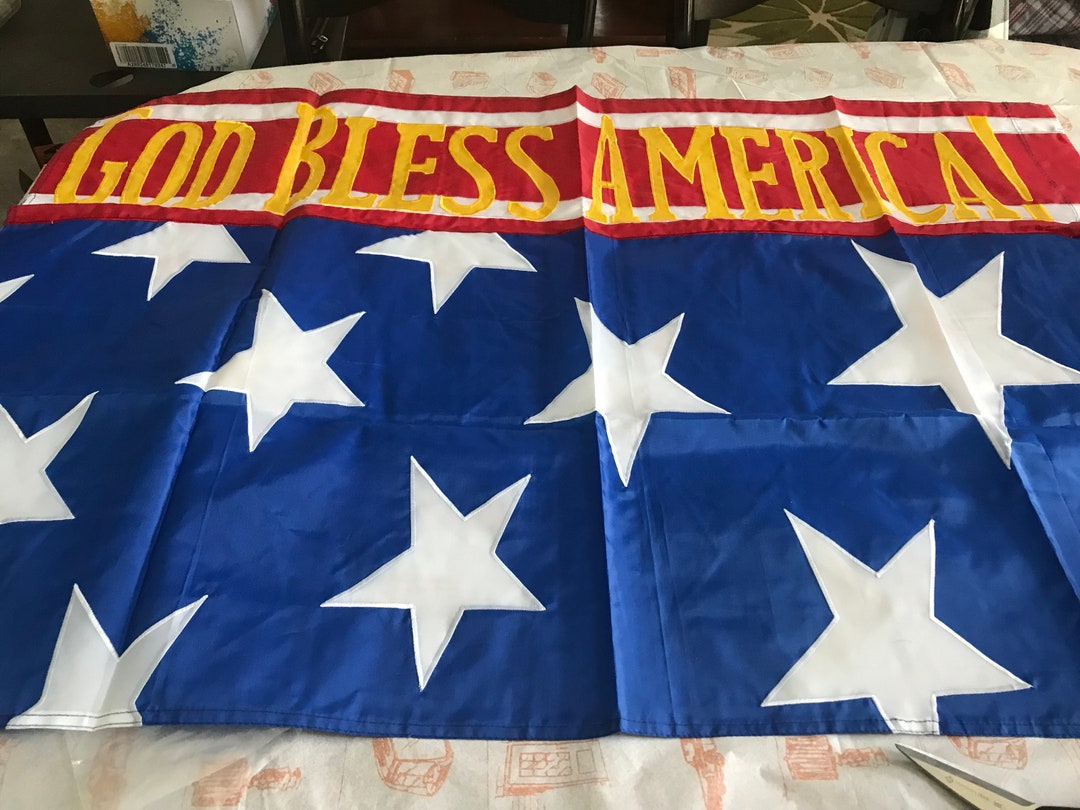 NIP God Bless America Outdoor Yard Flag - Colorful Red White and Blue ...