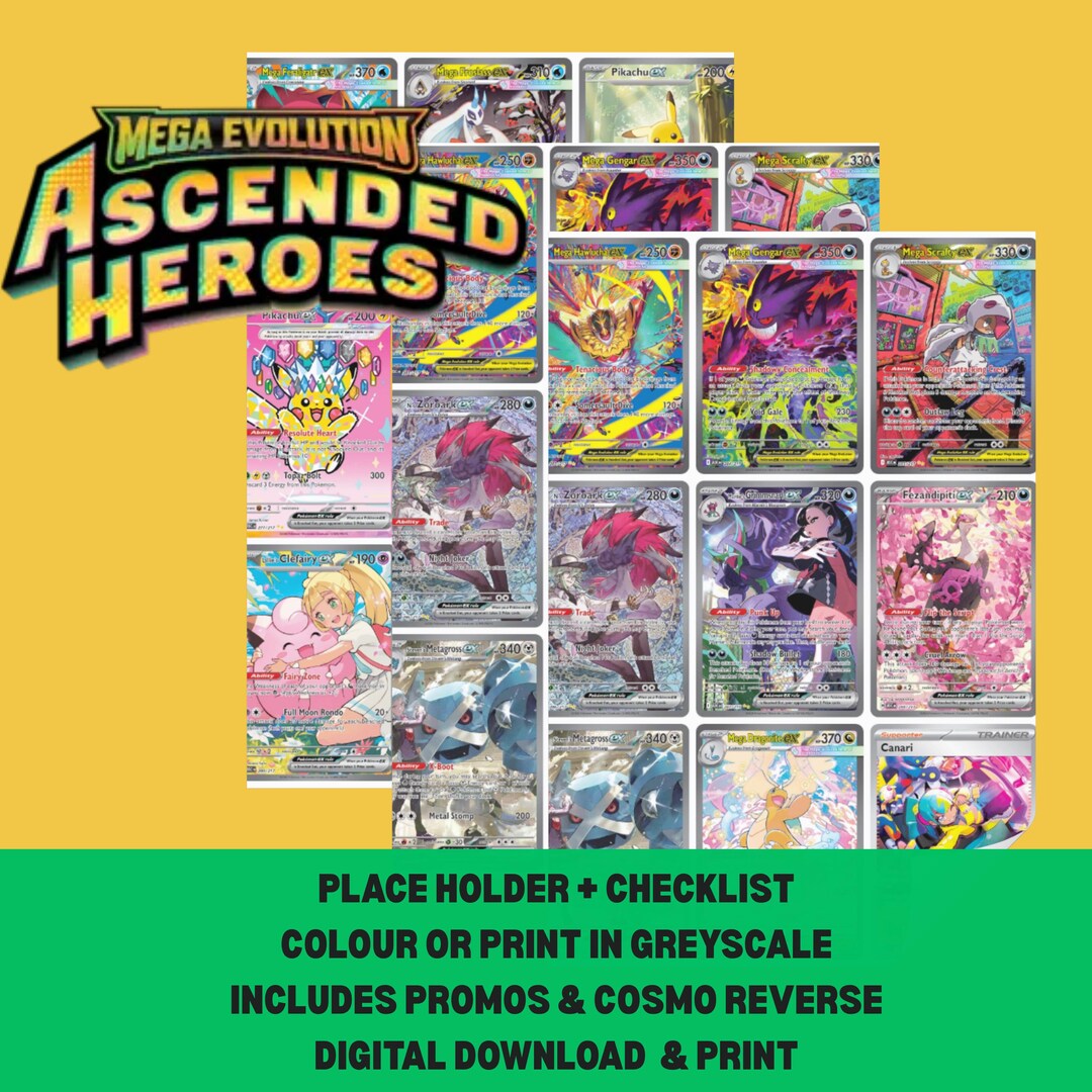 TCG Pokemon Ascended Heroes Master Set Placeholders - Etsy