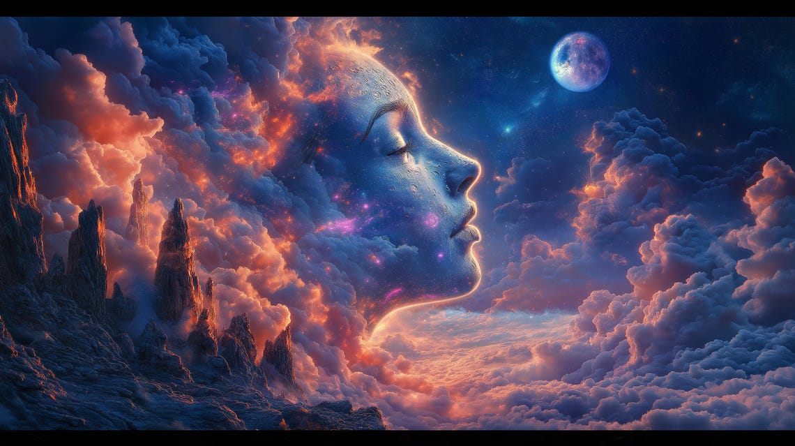 Celestial Goddess AI Art – Digital Download, Mystical Moonlight Wall ...