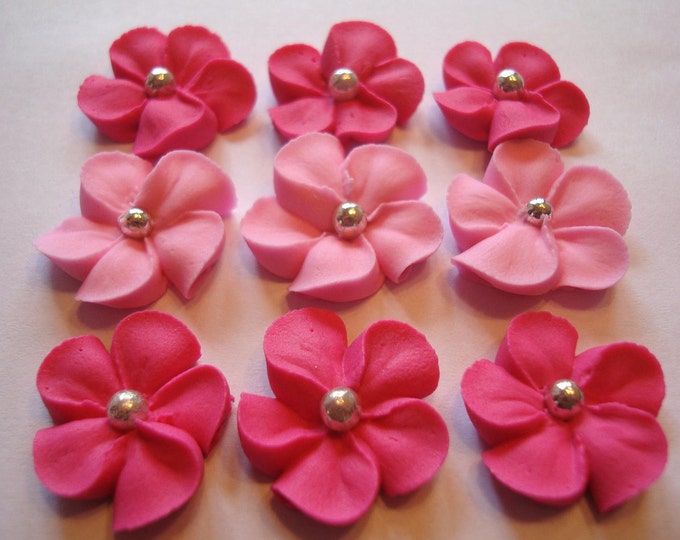 100 Royal Icing Sugar Flowers (50 Pink, 50 Hot Pink) Approx. Size 3/4 ...