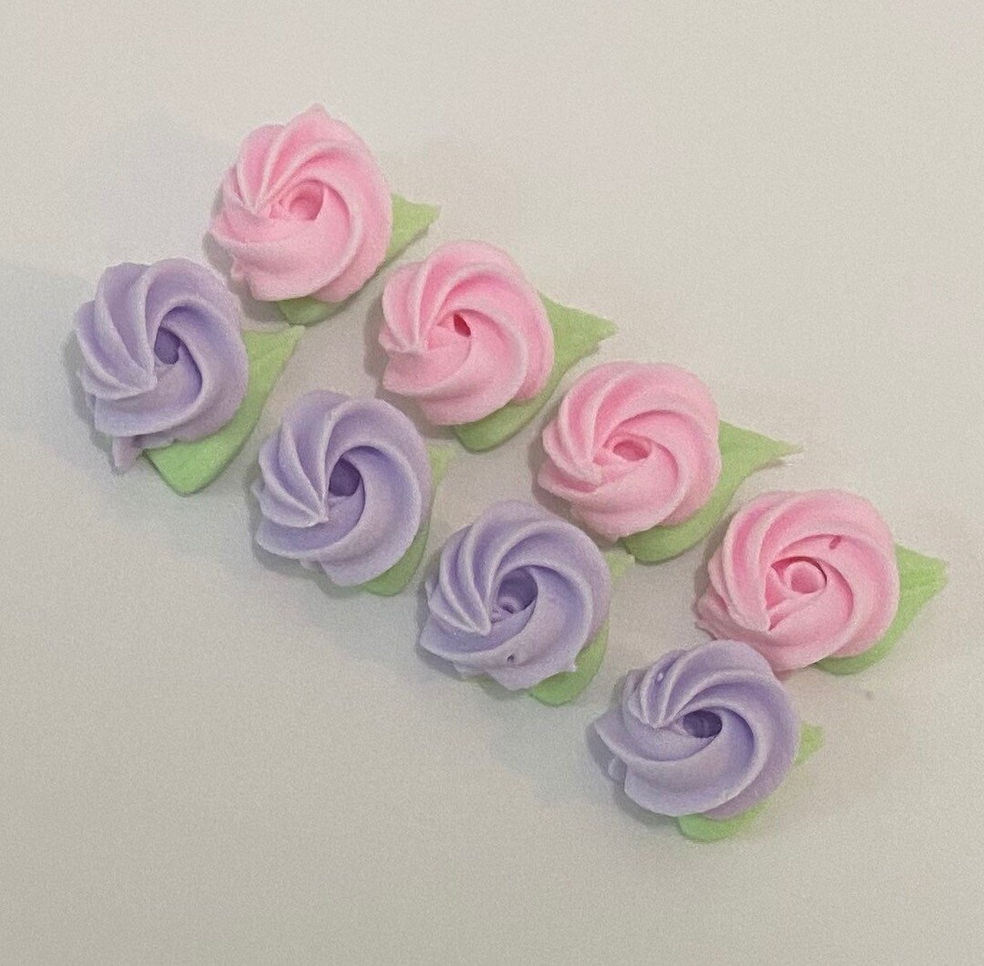 150 Mini Rosettes( 75 Light Pink and 75 Light Purple) Royal Icing ...