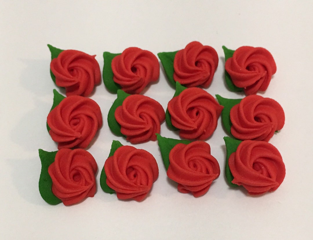100 Mini Red Rosettes Royal Icing Flowers Approx.size 1/2” - Etsy