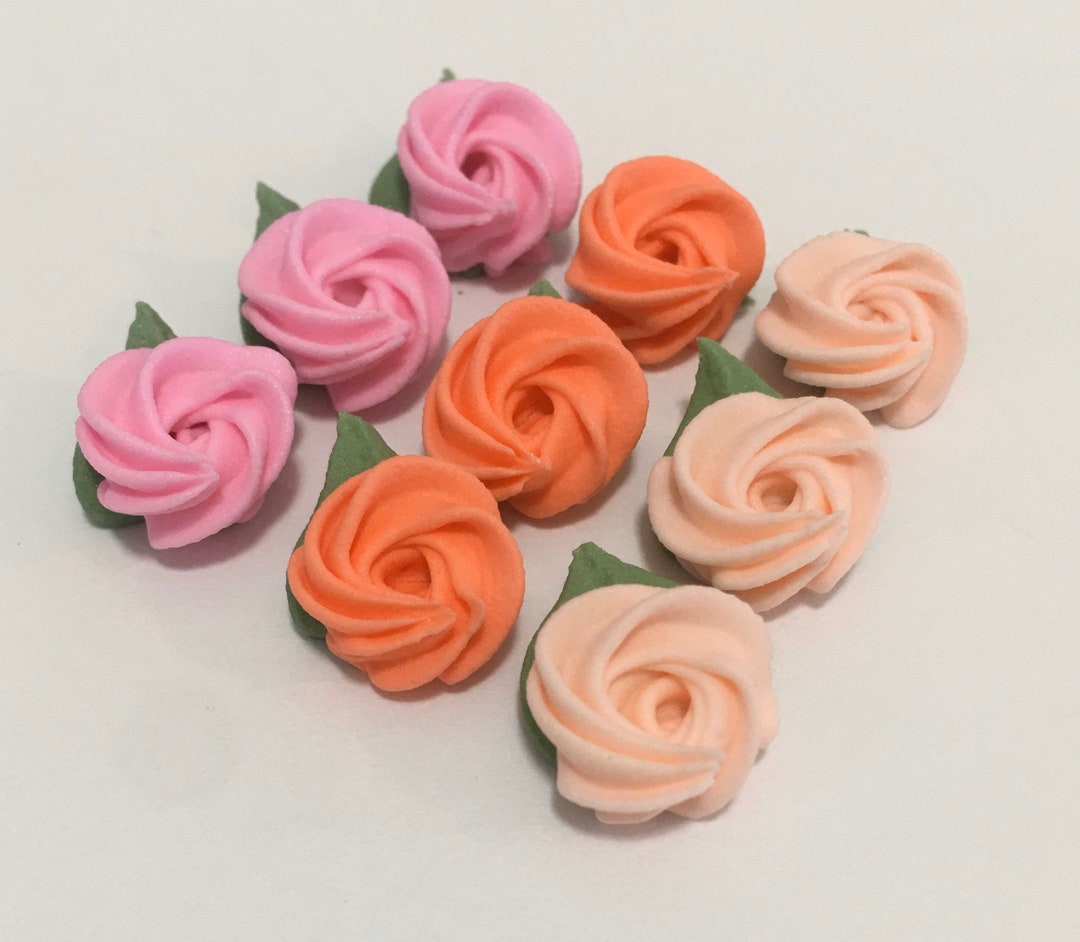 250 Mini Rosettes (pink, Light Peach and Medium Peach) Royal Icing ...