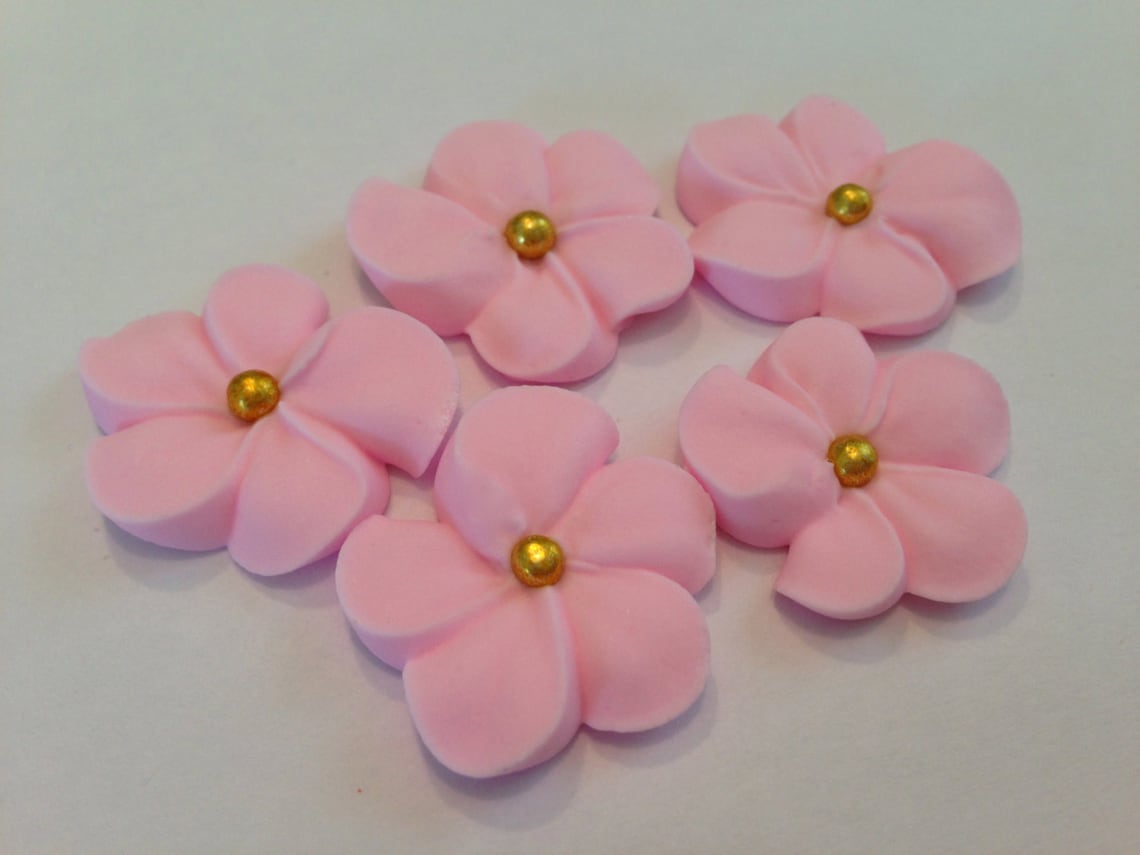 100 Pink Royal Icing Flowers Approx. Size 3/4 With Gold Sugar - Etsy