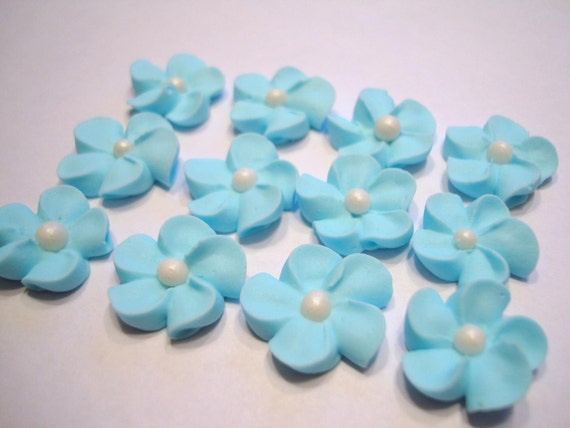 100 Blue Royal Icing Flowers Approx. Size 3/4 With Pearl - Etsy