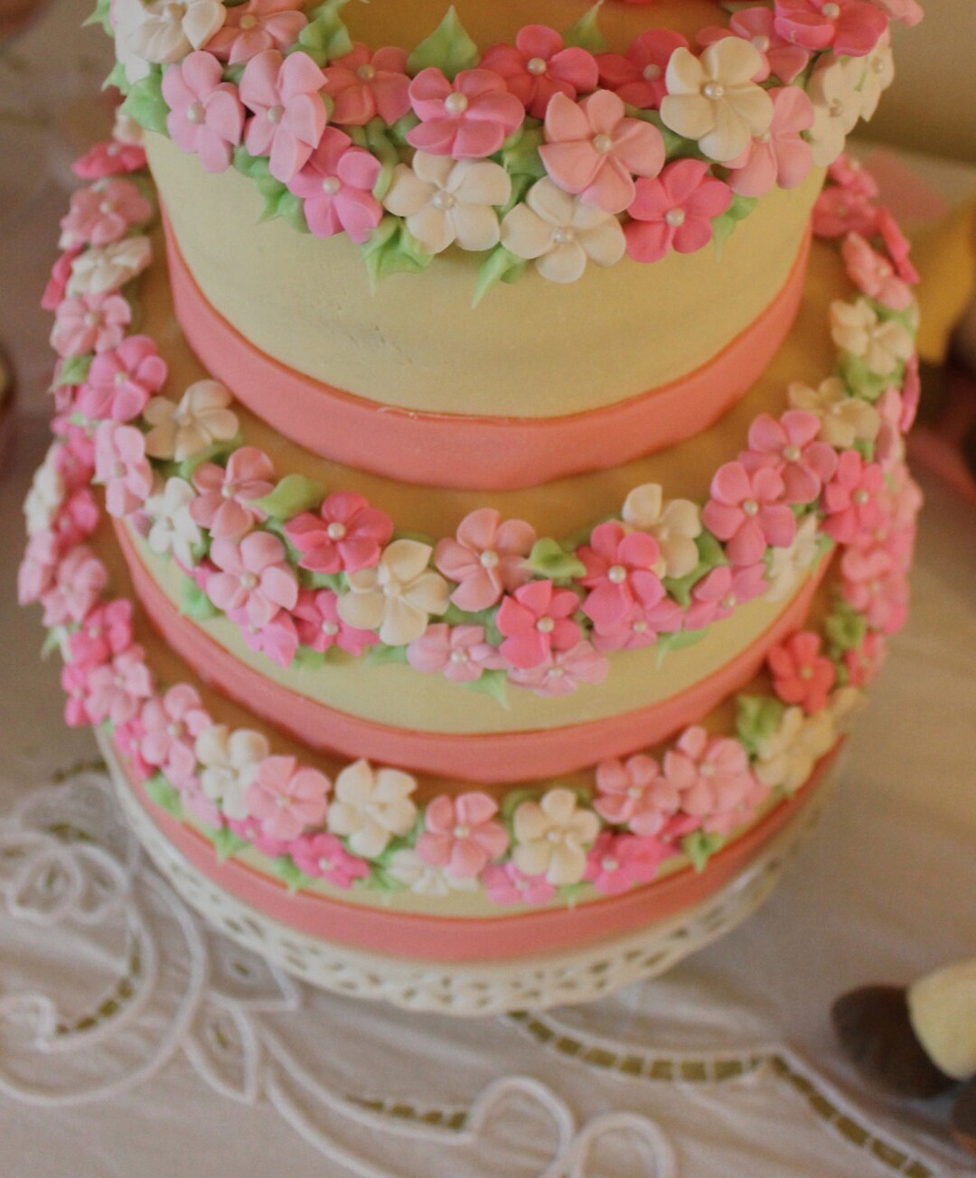 100 Royal Icing Flowers( Three Shades of Pink) Approx. Size 3/4” With ...