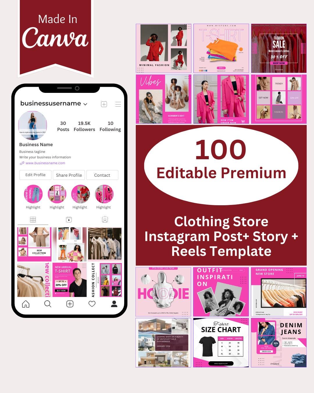100 Clothing Store Instagram Templates | Canva Editable Posts, Stories ...