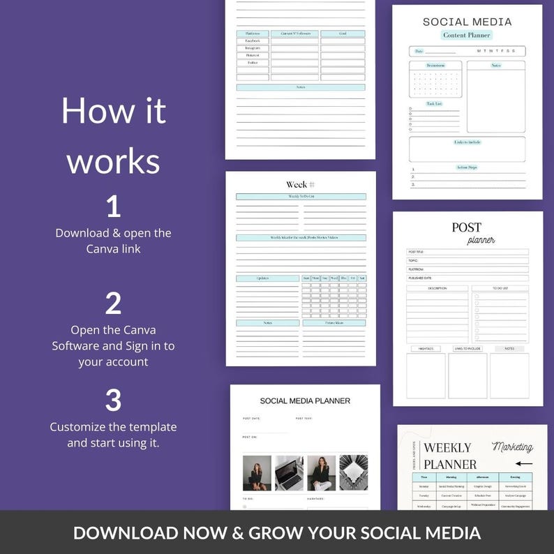 Editable Social Media Post Planner | Canva Template | Social Media ...