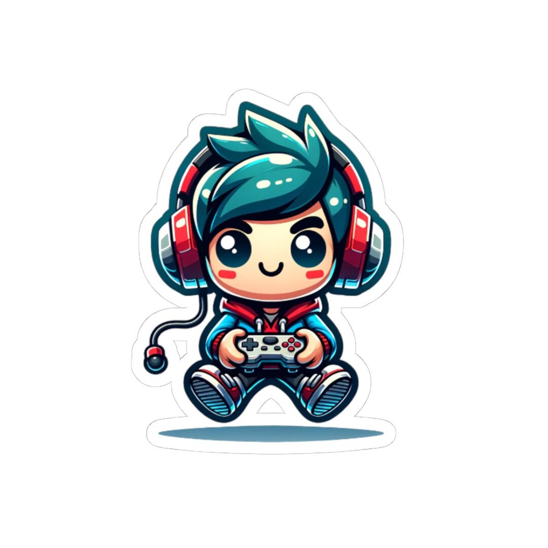 Chibi Gamer Kiss-cut Stickers, Cute Gaming Decal, Laptop Sticker, Video ...