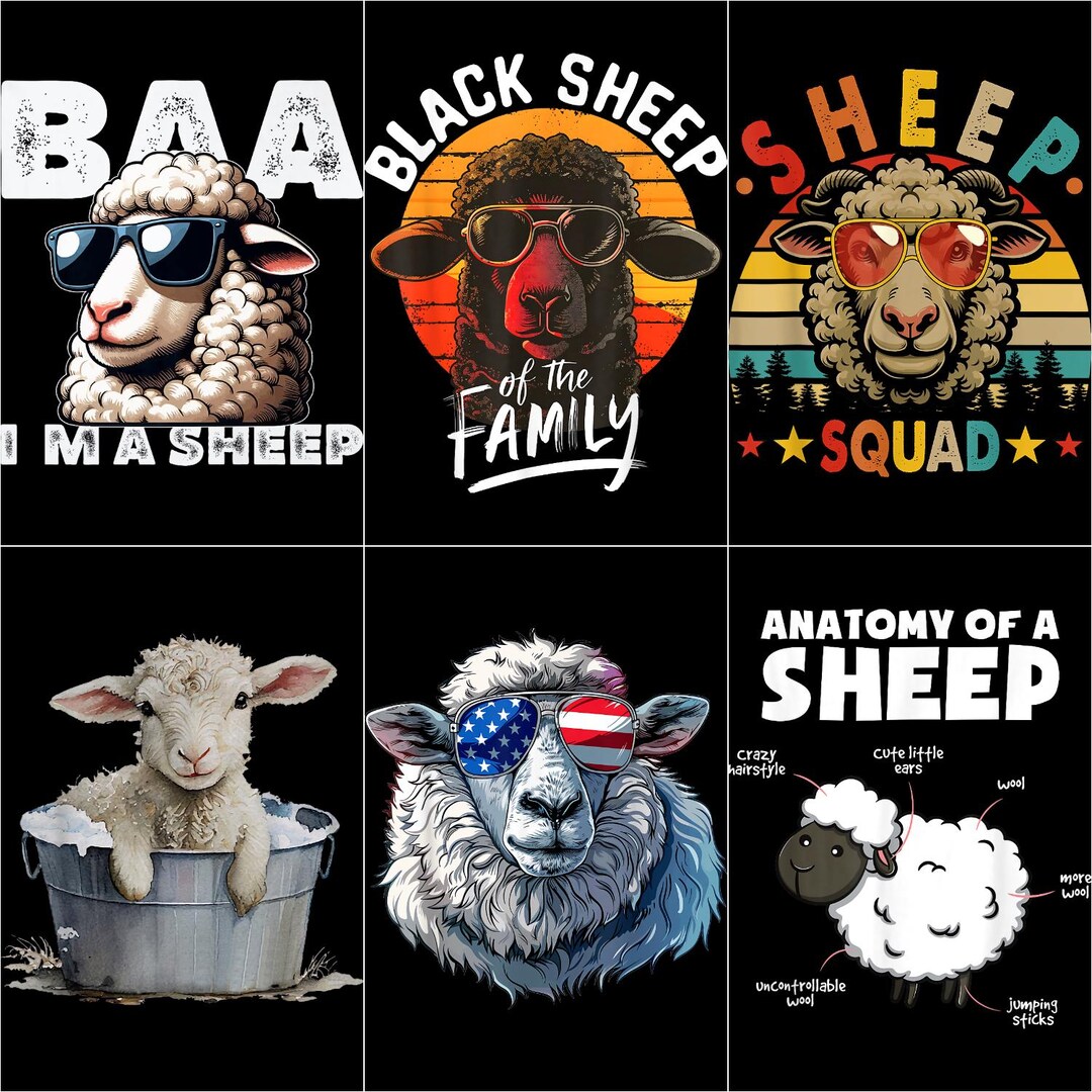 Funny Baa Sheep Squad PNG Bundle – Fun and Whimsical Designs ...