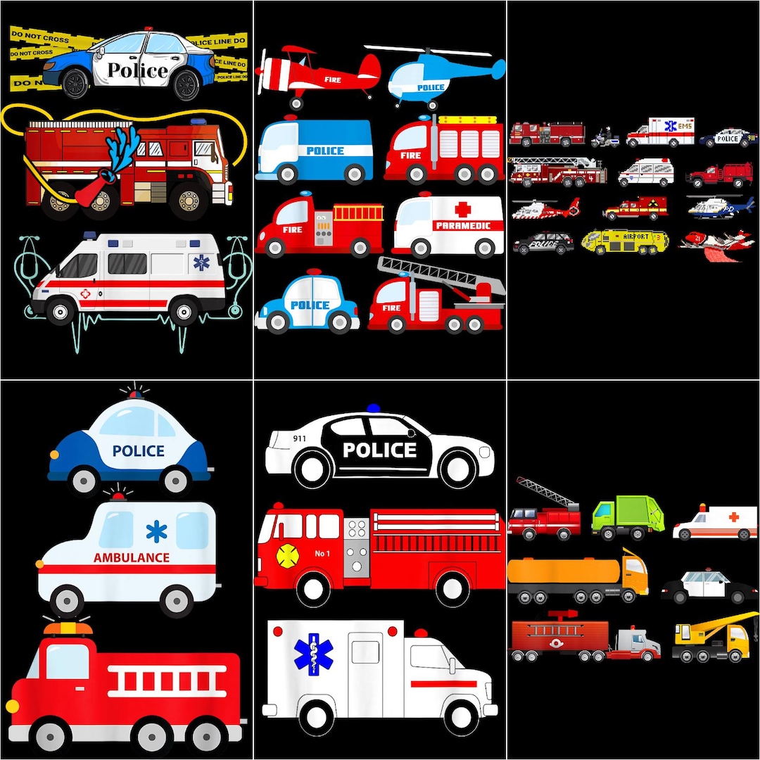 Emergency Vehicles Clipart Bundle – Colorful Designs Featuring Police ...