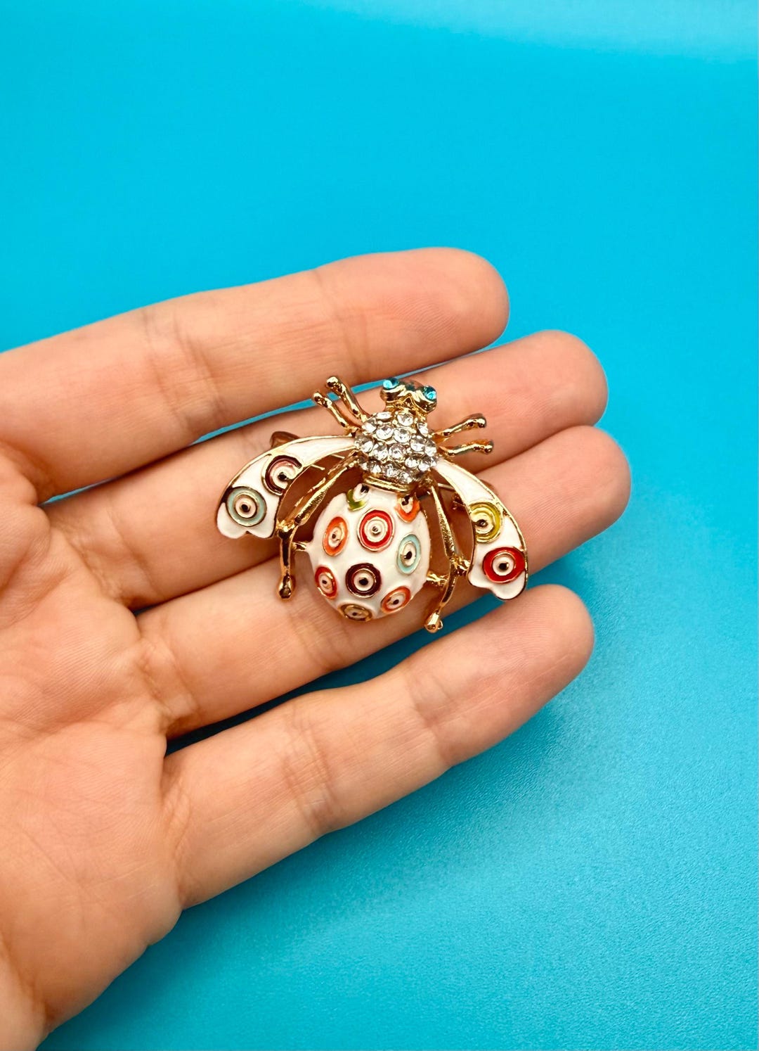 Vintage Style Evil Eye Beetle Brooch | Nazar Beetle Pin | - Etsy