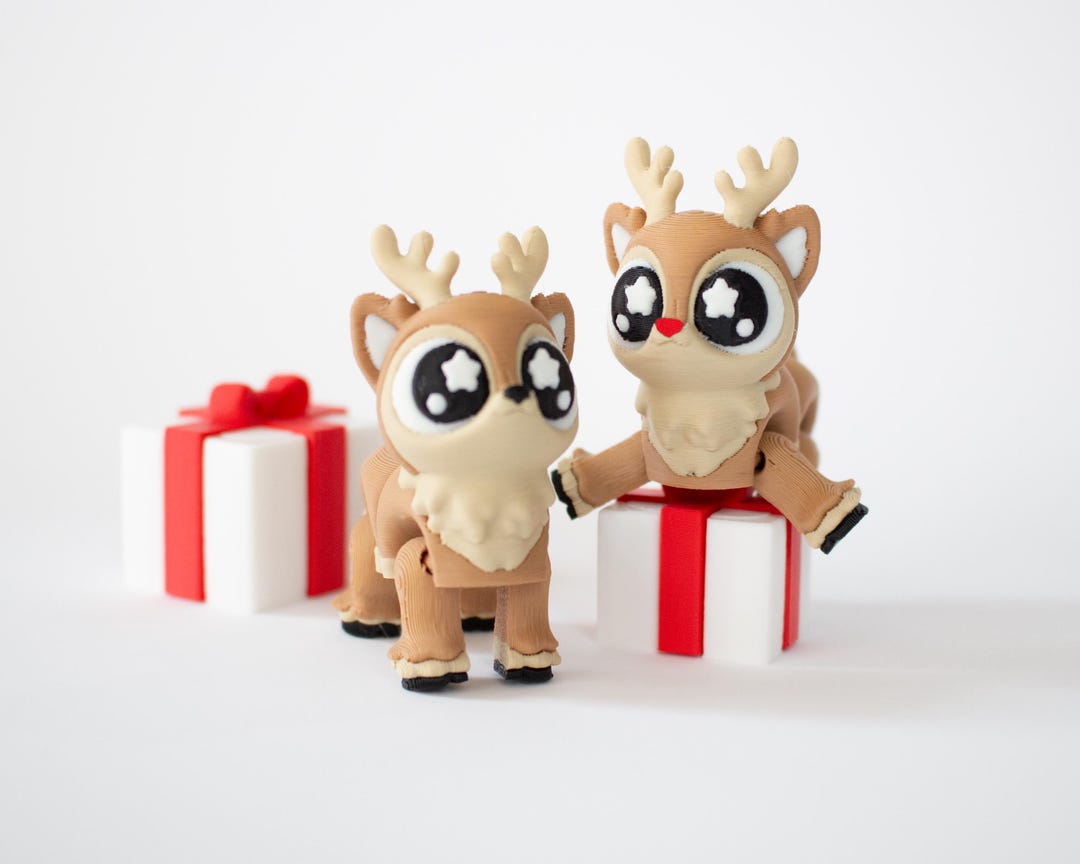 Christmas Reindeer Rudolph Red Nose 3D Printed Fidget Animals ...