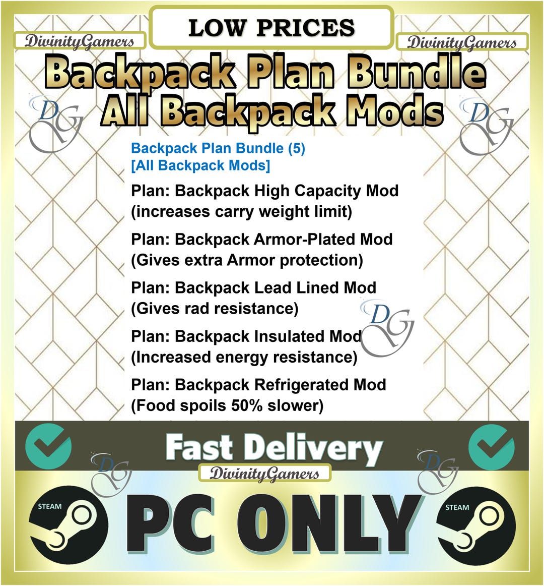 Fallout 76 PC - All Backpack Plan Mod / Fast Delivery - Etsy