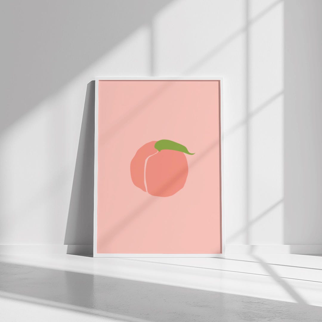 Peach Fruit Print - Minimalist Kitchen Wall Art - Etsy